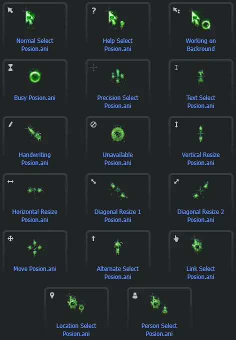 Cursors Green poison on Windows download on VSThemes.org