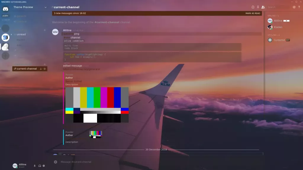 Theme Plane in air for Discord download on VSThemes.org