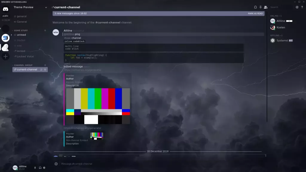 Theme thunderstorm for Discord download on VSThemes.org
