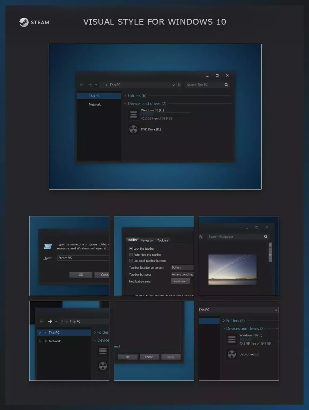 Theme Steam VS for Windows 10 download on VSThemes.org