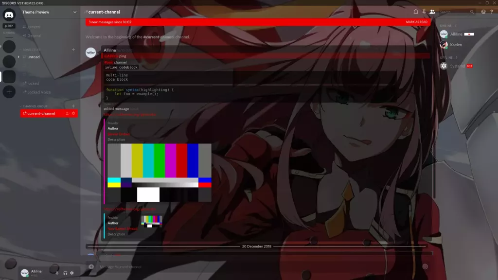 Тема Zero Two Red для Discord скачать на VSThemes.org