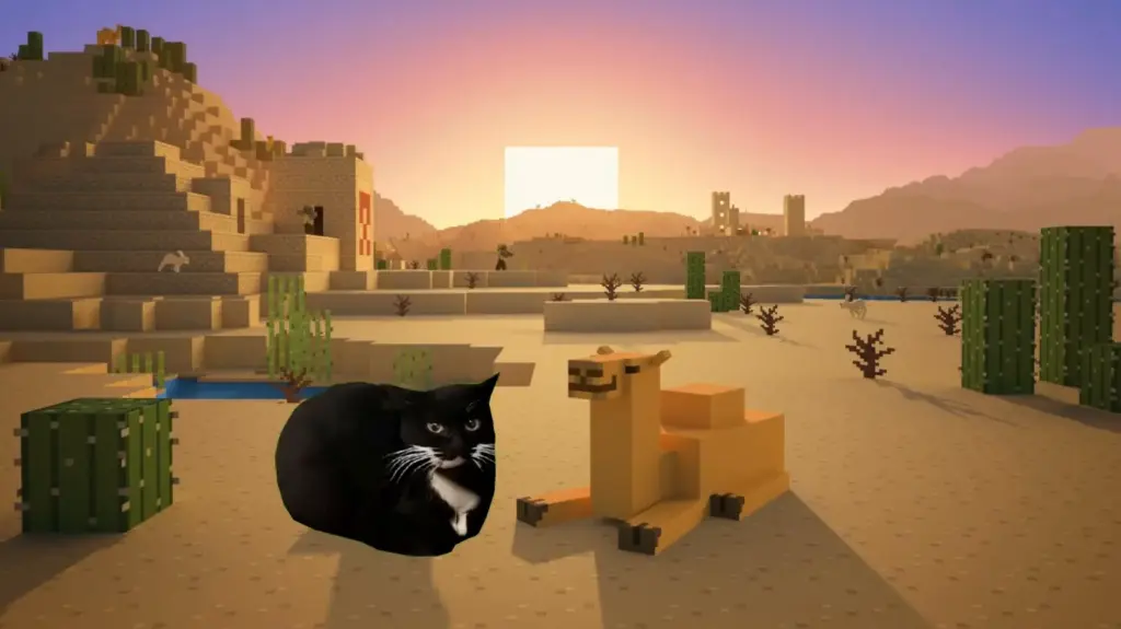 Live wallpaper Cat Maxwell with camel (Minecraft) download on VSThemes.org
