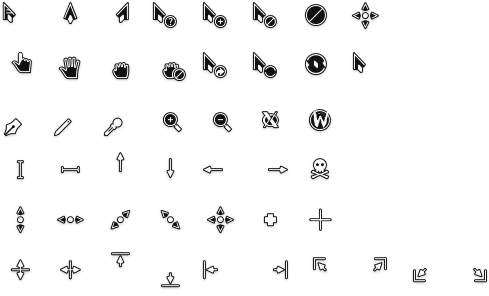 Cursors Breeze, black and white neon on Windows download on VSThemes.org