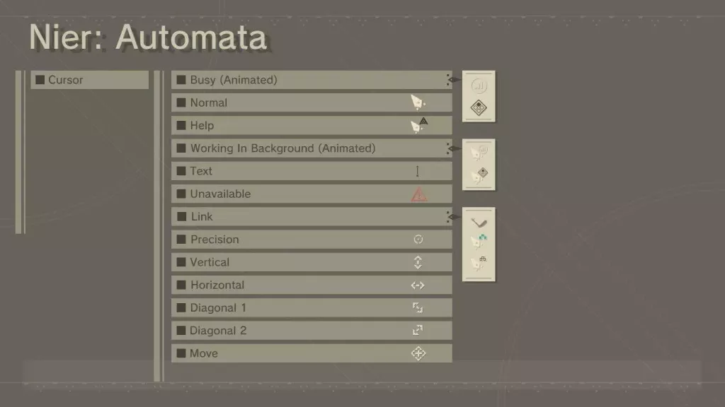 Cursors Nier: Automata - pointers from the game on Windows download on ...