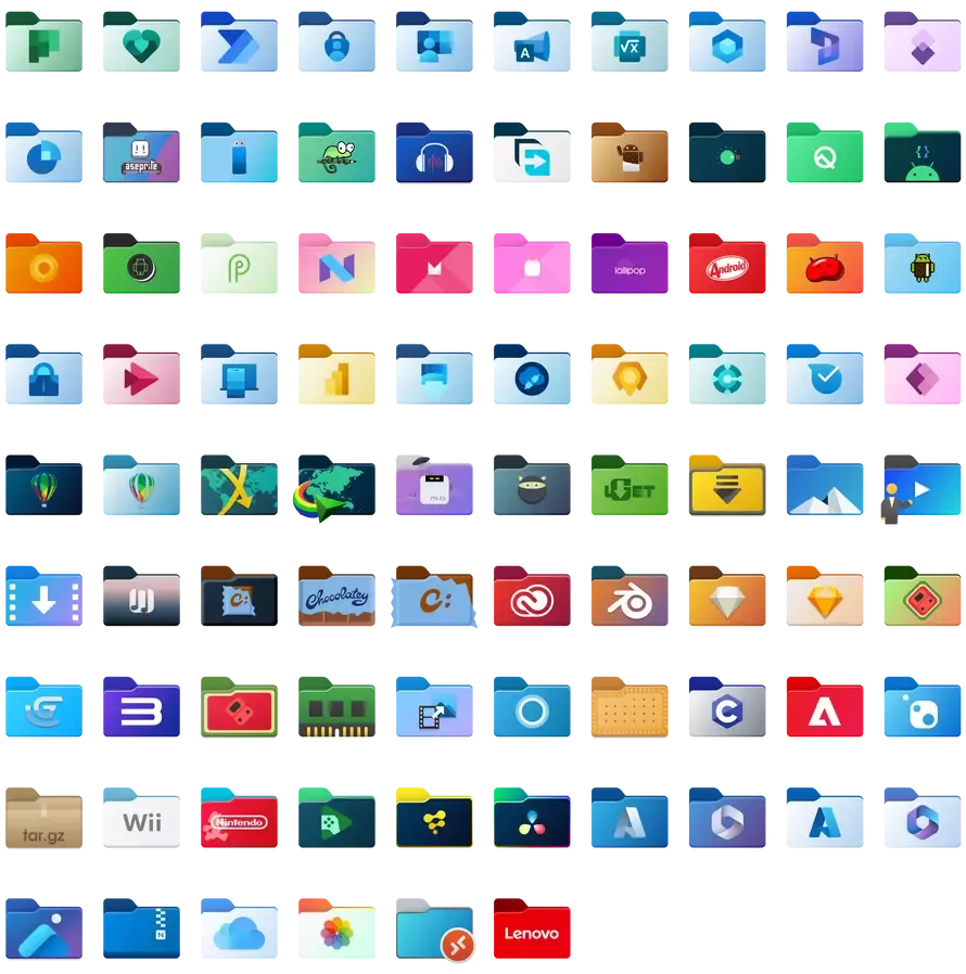 Icons A set of colorful folders in the style of Windows 11 download on ...