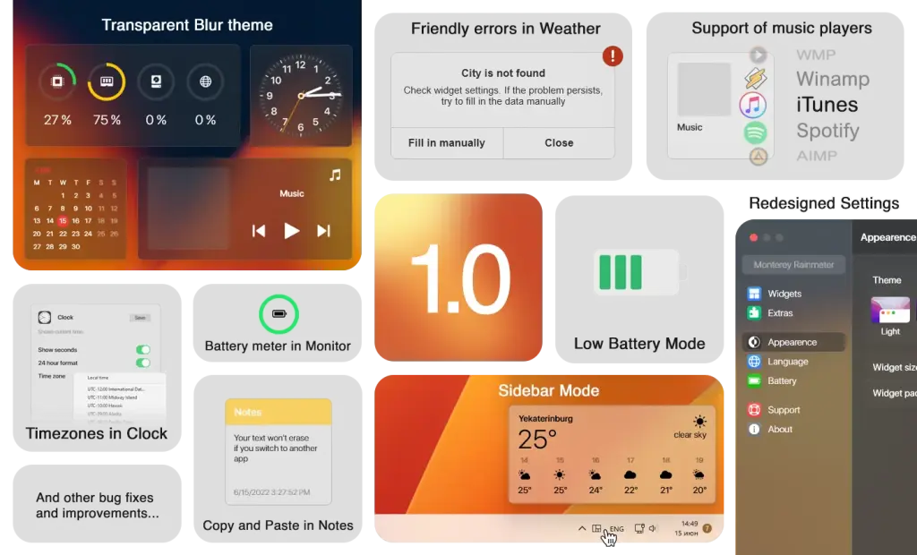 Skin Monterey for Rainmeter download on VSThemes.org