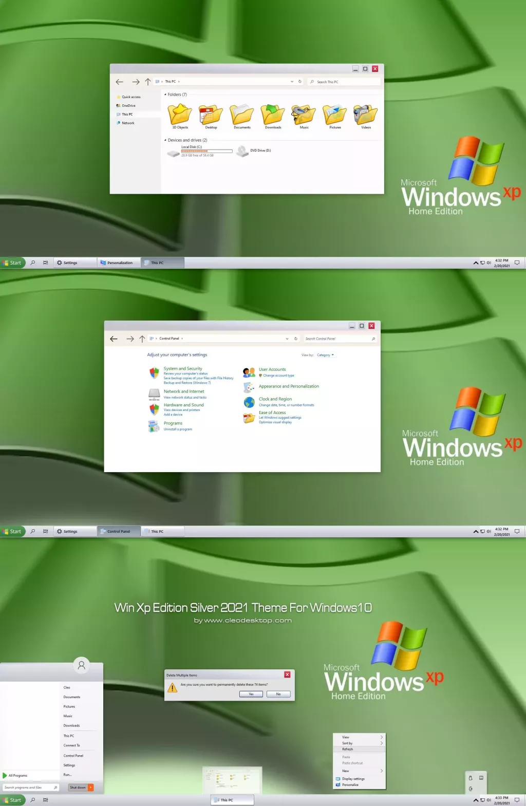 Theme WinXp Edition Silver 2021 for Windows 10 download on VSThemes.org