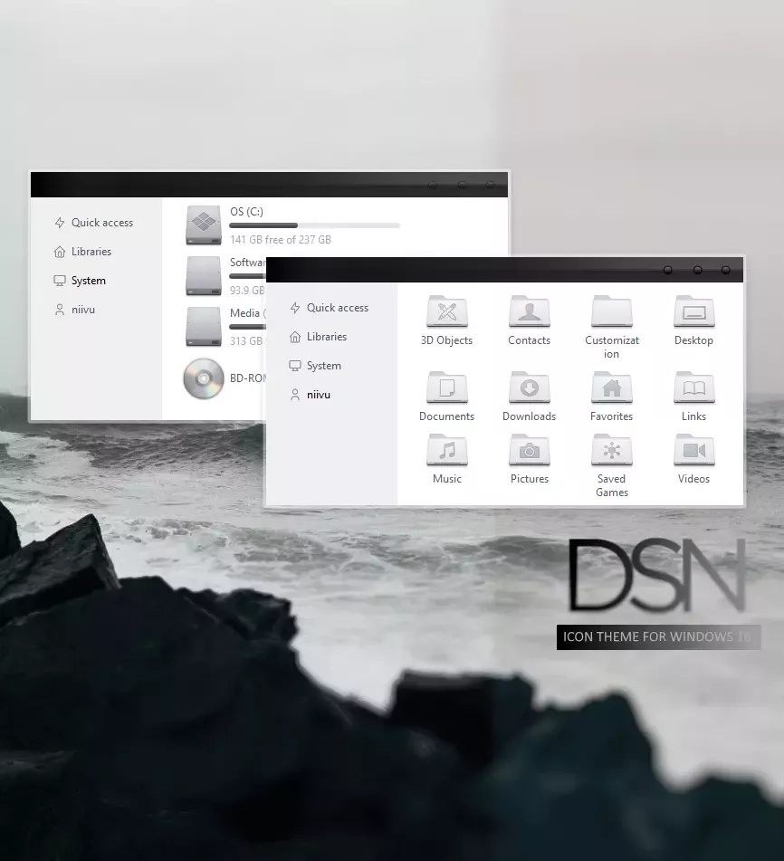 Icons DSN, gray version for 7tsp download on VSThemes.org