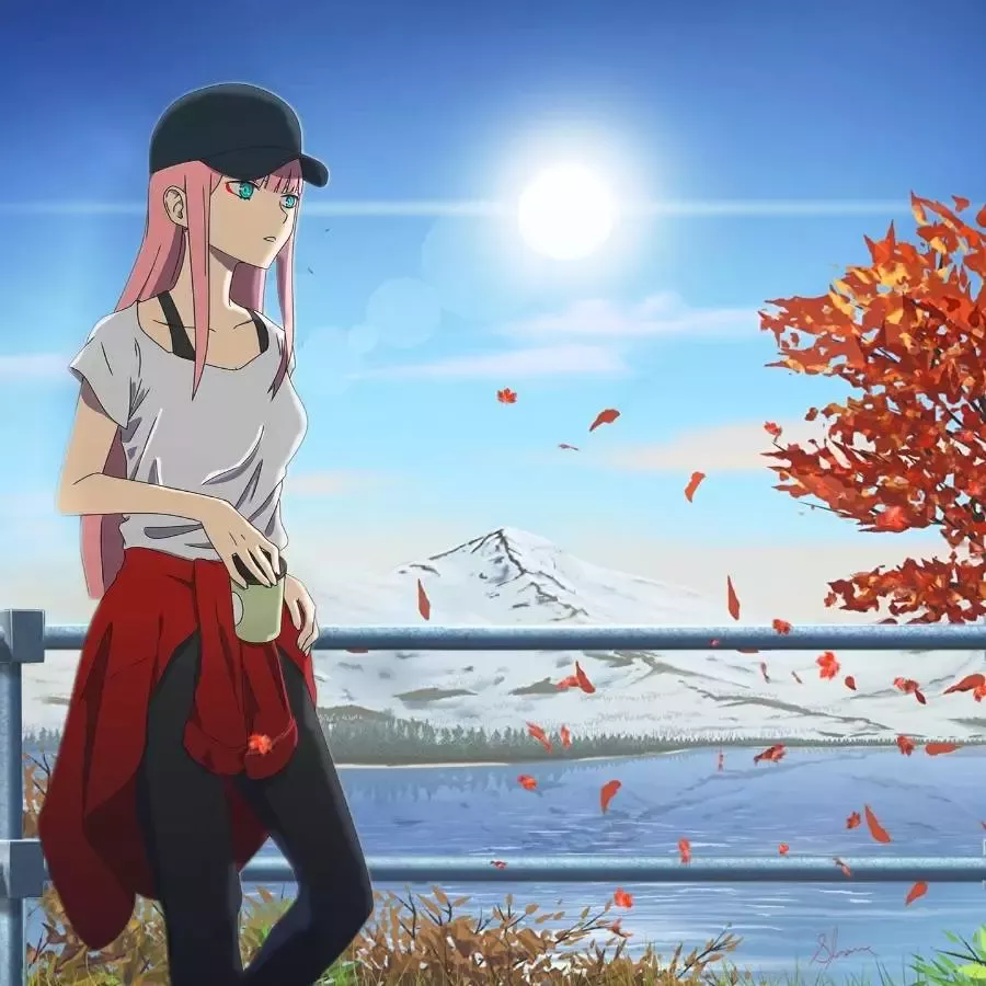 Live wallpaper Zero Two on the bridge download on VSThemes.org