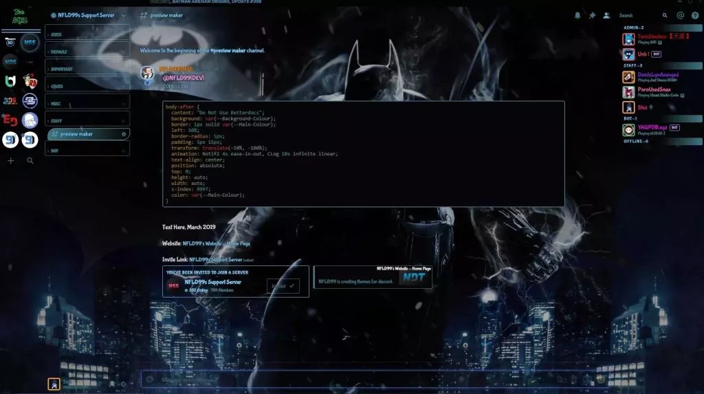 Theme Batman Arkham Origins for Discord download on VSThemes.org