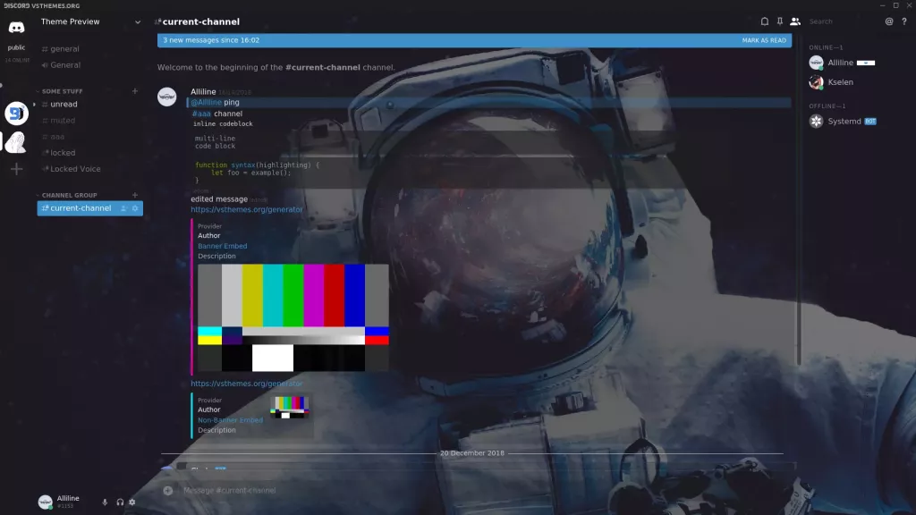 Theme space_cosmonaut_1 for Discord download on VSThemes.org