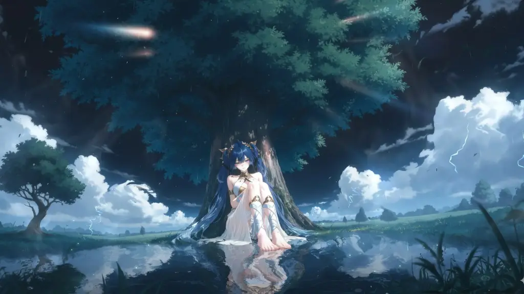 Live wallpaper Iuno under the tree (Wuwa) download on VSThemes.org