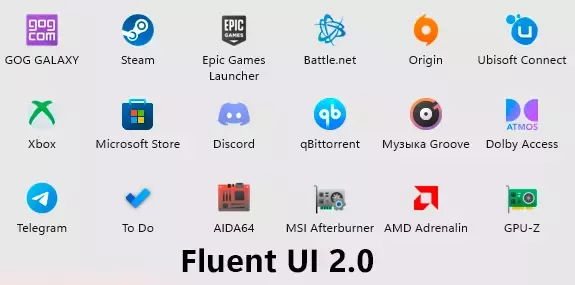 Icons Fluent for programs, second version download on VSThemes.org