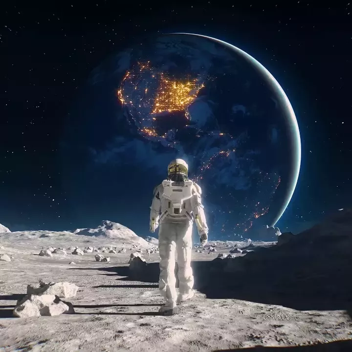 Живые обои spaceman walking home скачать на VSThemes.org