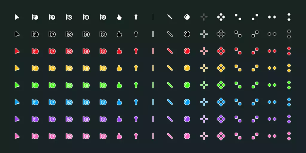 Cursors Minimalist, 8 colors on Windows download on VSThemes.org