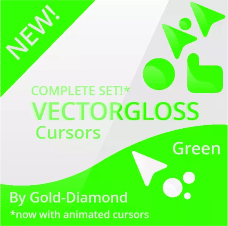 Cursors Vector glitter, green version on Windows download on VSThemes.org