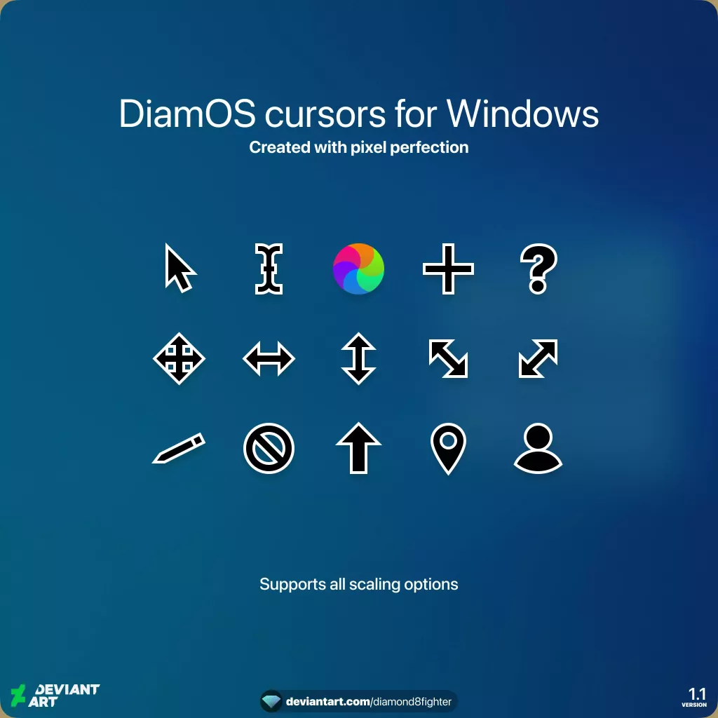 Cursors DiamOS by Diamond8Fighter, black version on Windows download on ...