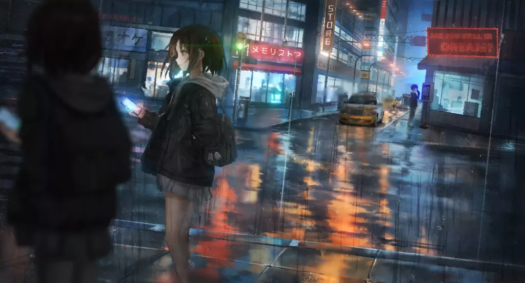Live wallpaper Very rainy weather the girl did not want to answer the ...