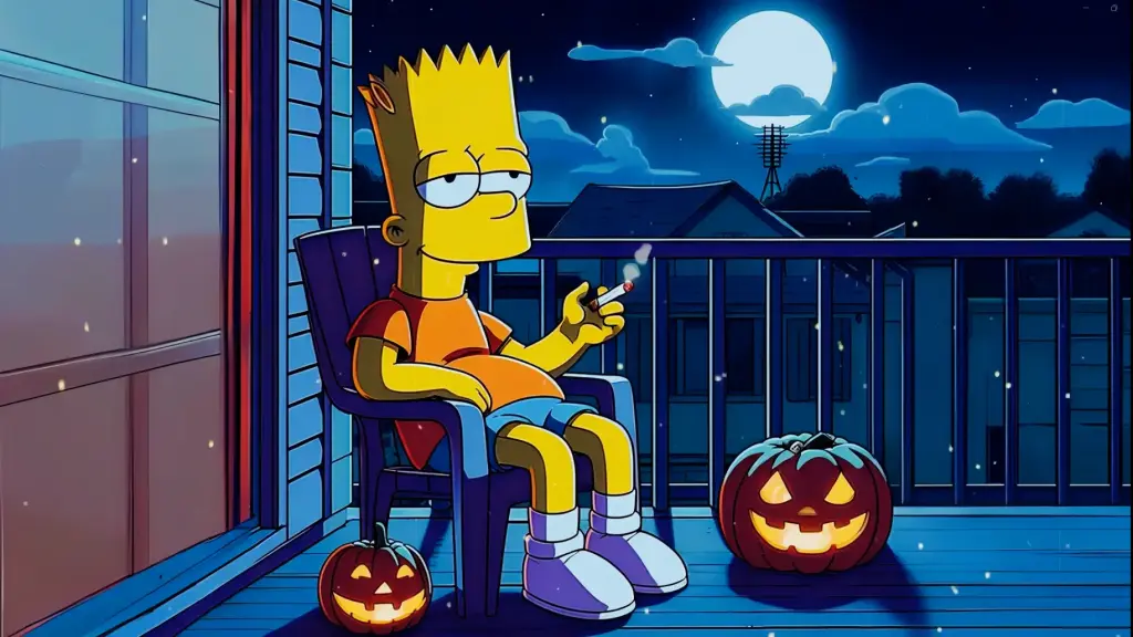 Live wallpaper Smoking Bart Simpson for Halloween download on VSThemes.org