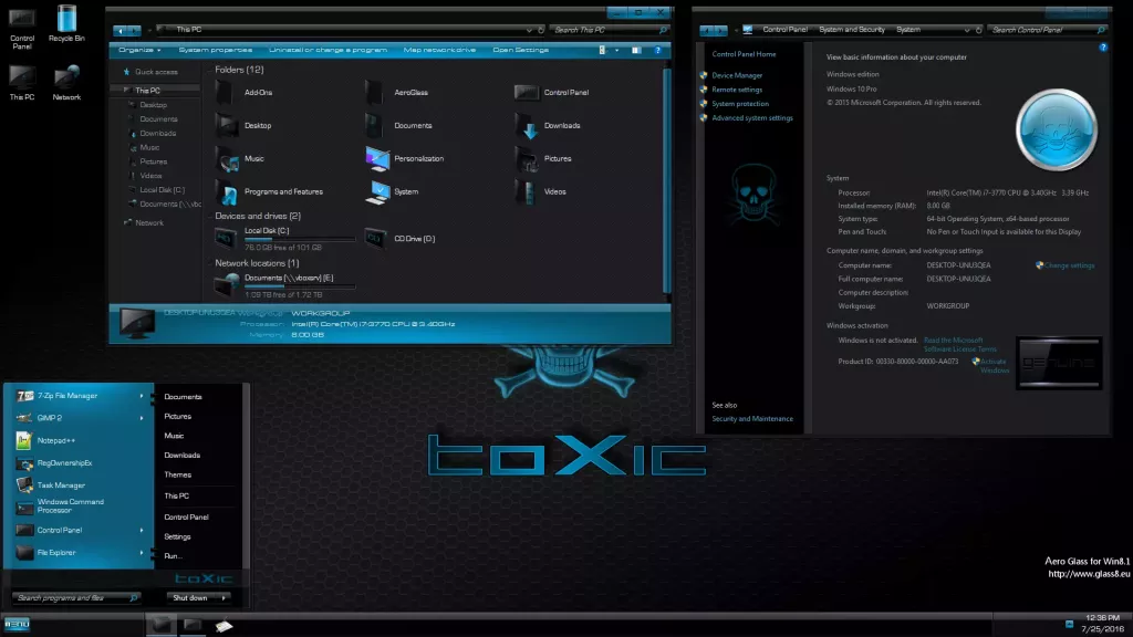Theme Toxic Blue for Windows 10 download on VSThemes.org