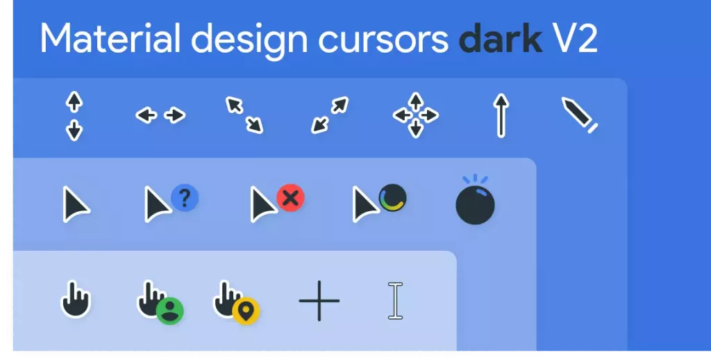 Cursors The second version of the material design, the dark version on ...