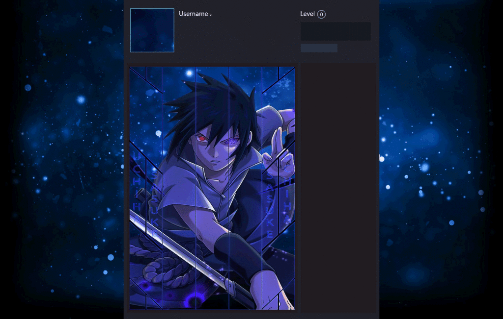 Sasuke Uchiha from the Naruto anime, blue background Workshop Showcase ...