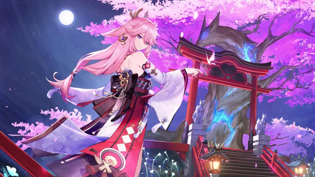Живые обои Yae Miko - Genshin Impact - 4k / 60fps скачать на VSThemes.org