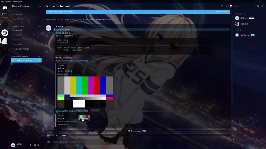 Theme Nightcore for Discord download on VSThemes.org