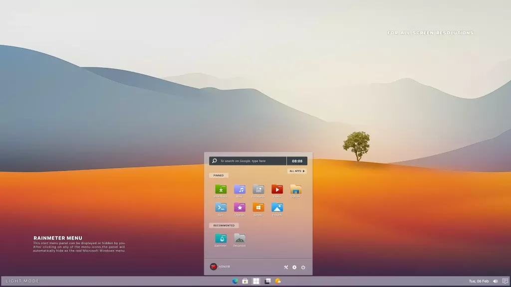 Skin RAINMETER MENU (LIGHT MODE) (Suite) for Rainmeter download on ...
