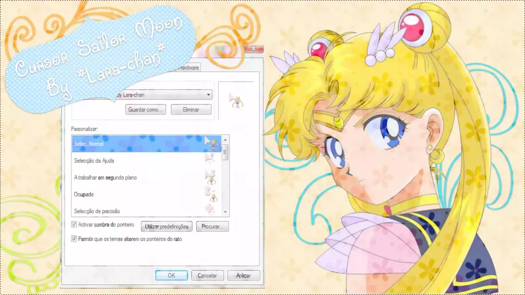 Cursors Sailor Moon is a cute blonde on Windows download on VSThemes.org