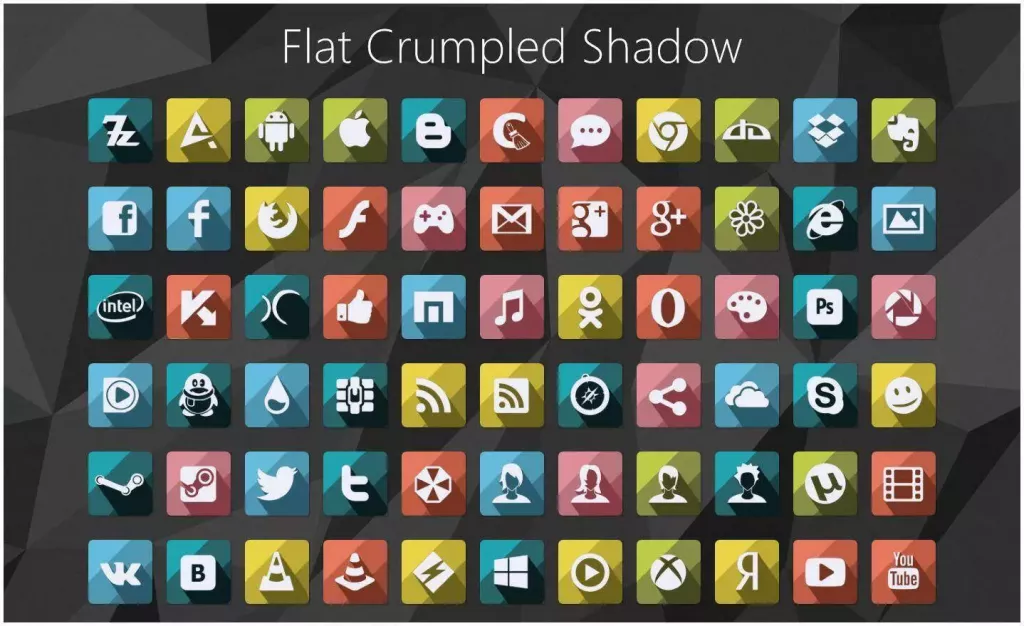 Icons Flat shadows, rounded square, multicolored download on VSThemes.org