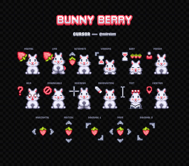 Cursors Bunny Berry on Windows download on VSThemes.org