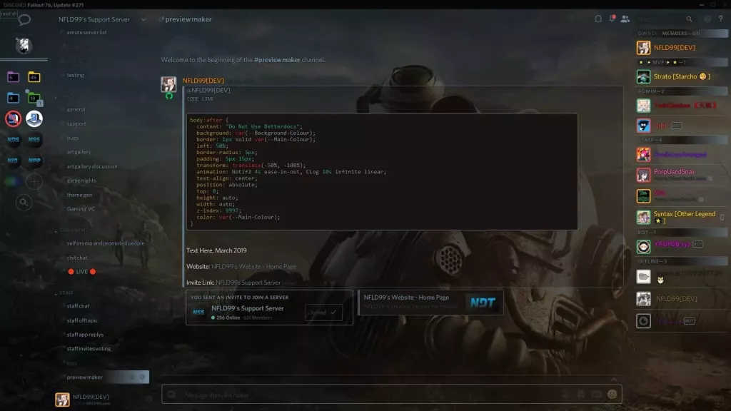 Theme Fallout 76 for Discord download on VSThemes.org