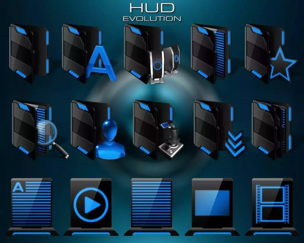 Icons HUD Evolution - Black and blue, neon for 7tsp download on ...
