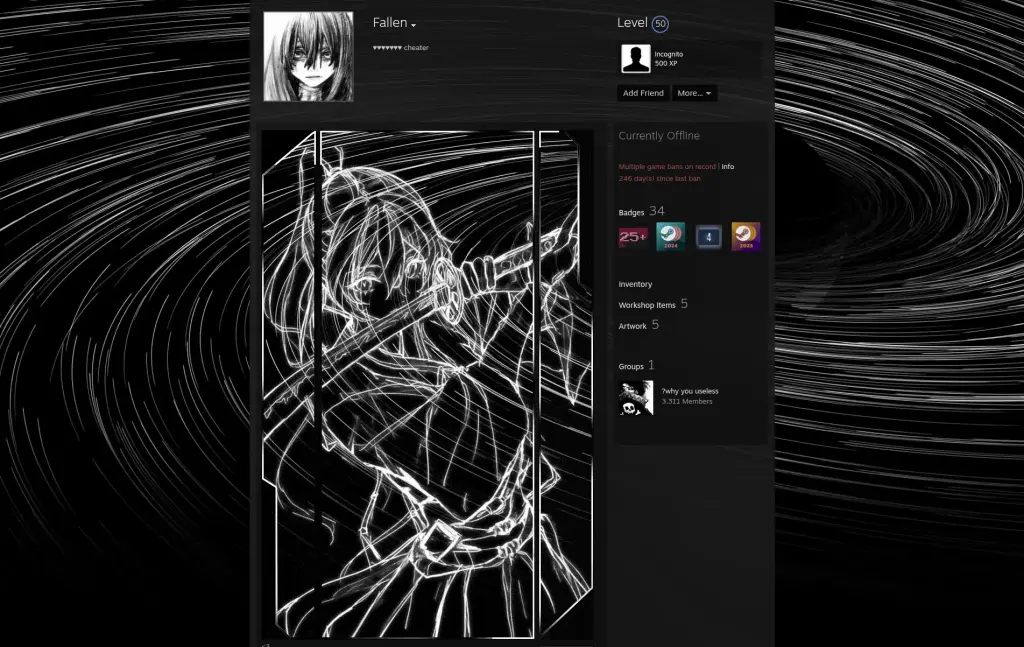 Steam Artwork Anime girl silhouette download on VSThemes.org