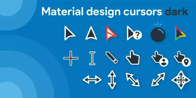 Cursors Material Design, black version on Windows download on VSThemes.org