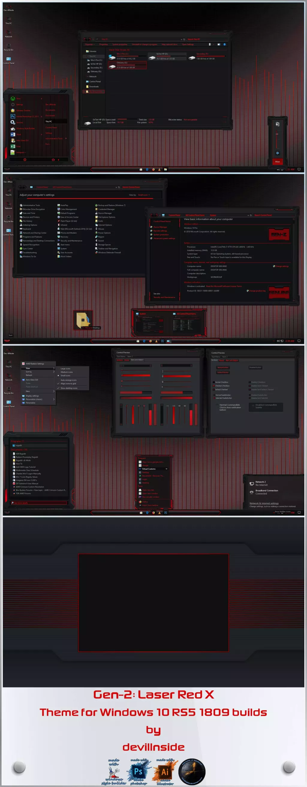 Theme Gen-2, laser-red for Windows 10 download on VSThemes.org