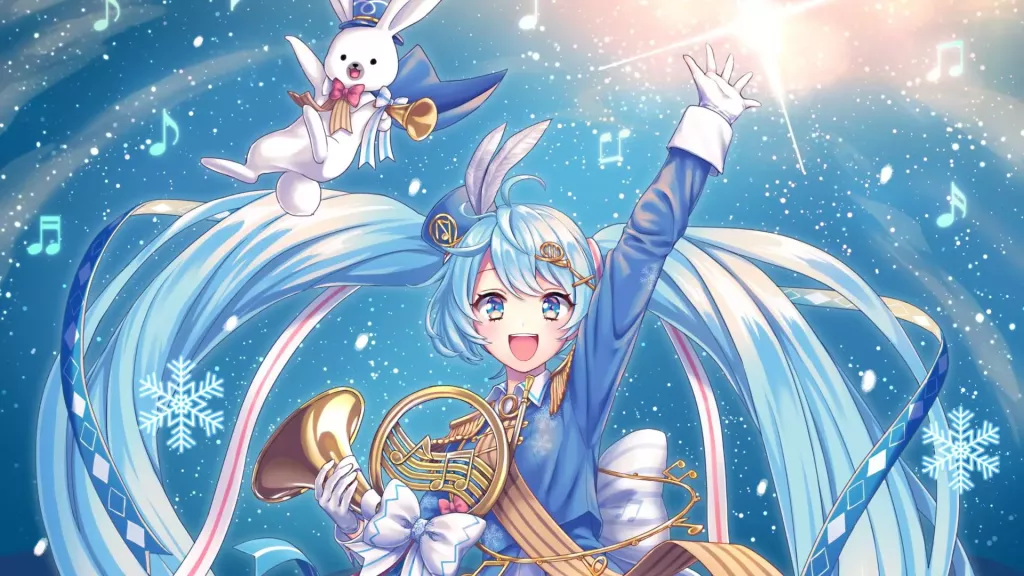 Wallpaper Snowy Hatsune Miku, winter download on VSThemes.org