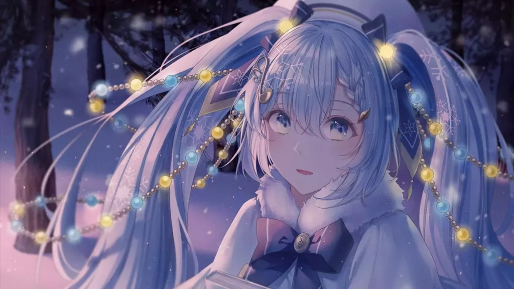Wallpaper Snowy Hatsune Miku, winter download on VSThemes.org