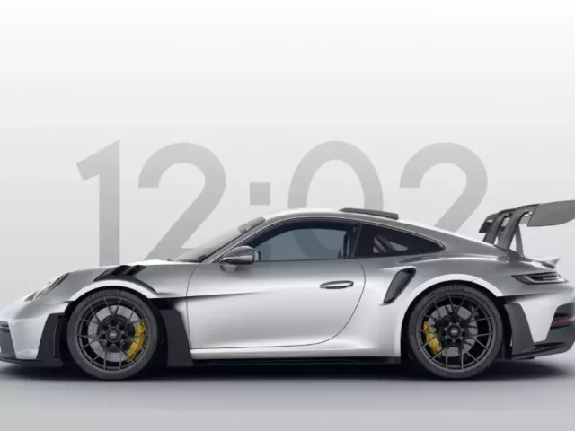 Live wallpaper Meissen Blue Porche 911 GT3RS clock download on VSThemes.org