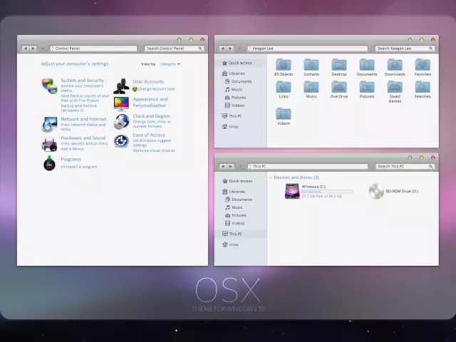 Theme Grey Mac OS X for Windows 10 download on VSThemes.org
