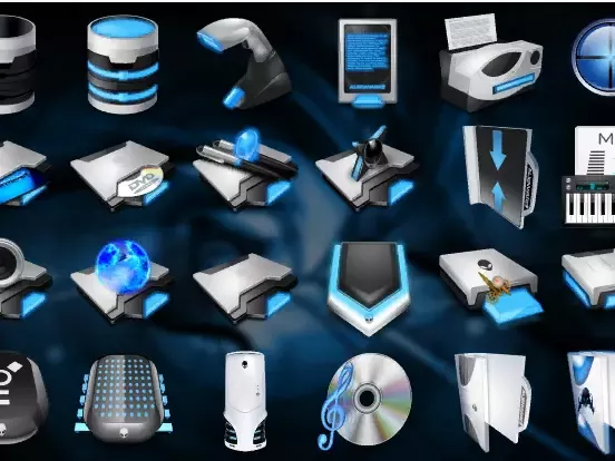 Icons Xenomorph, black and blue set for 7tsp download on VSThemes.org