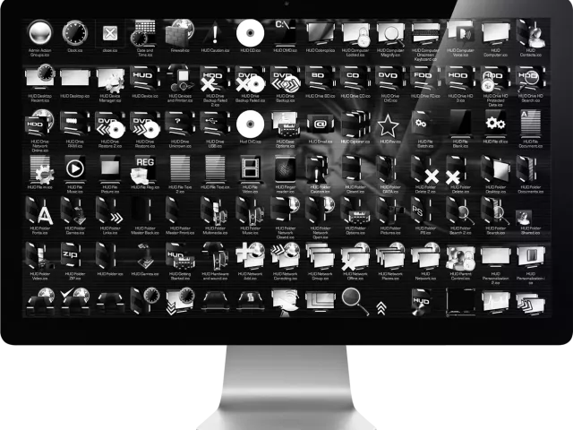 Icons HUD Evolution, black and blue iPack download on VSThemes.org