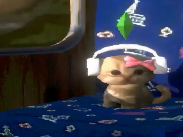 Live wallpaper Cat eats chips, Windows 11 download on VSThemes.org