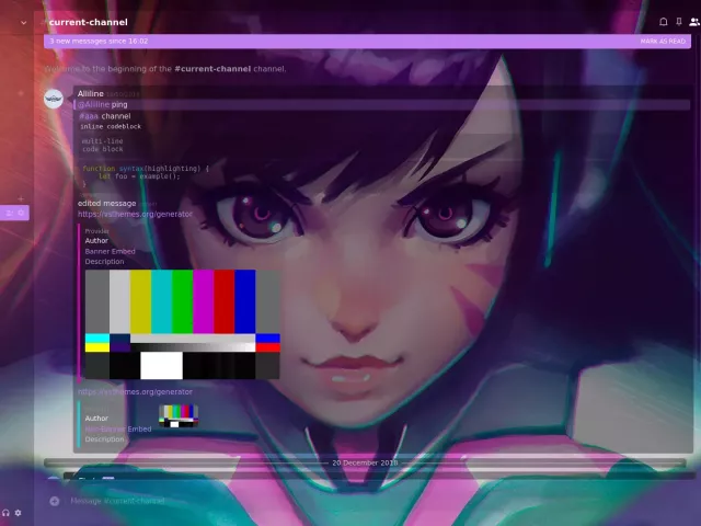 Theme Overwatch / D.Va v2 for Discord download on VSThemes.org