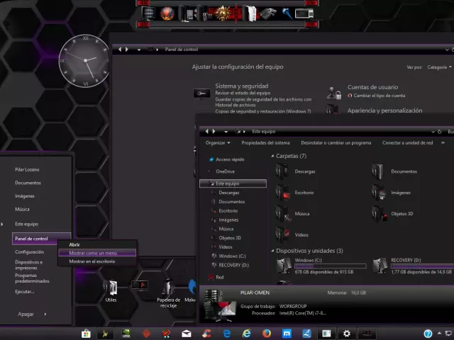 Тема HUD Machine, фиолетовая версия для Windows 10 скачать на VSThemes.org