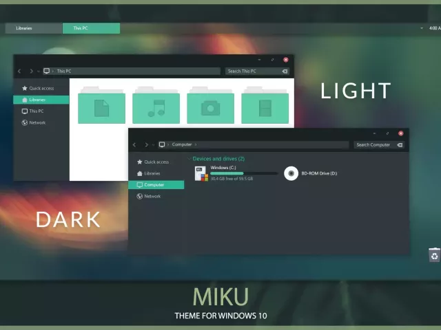 Theme Ades, gray-green for Windows 10 download on VSThemes.org