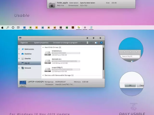 Theme Flurry OS, second version for Windows 10 download on VSThemes.org