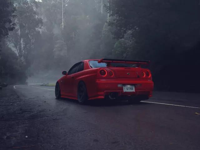 Live wallpaper Nissan GT-R - Rain - Night [1440p] download on VSThemes.org