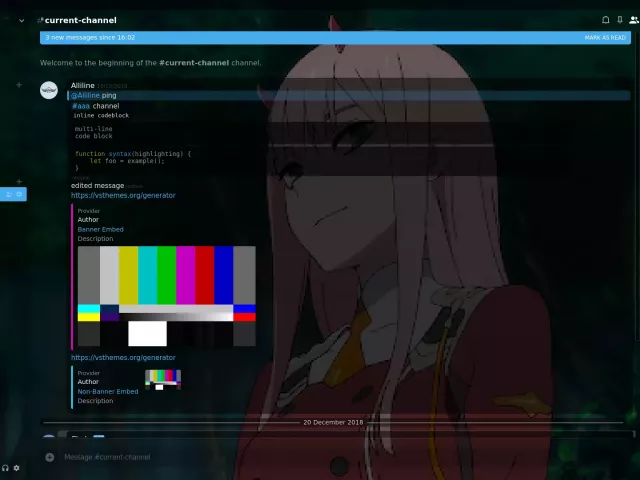 Theme Zero Two Eating for Discord download on VSThemes.org